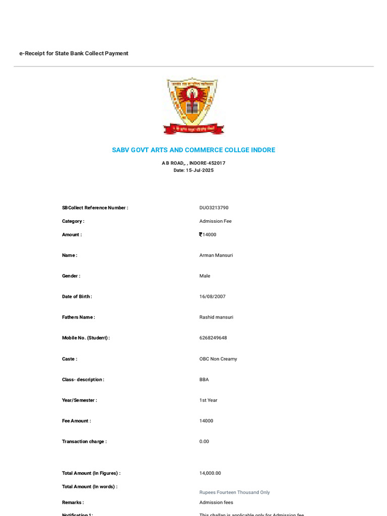 SB Collect Recipet | PDF