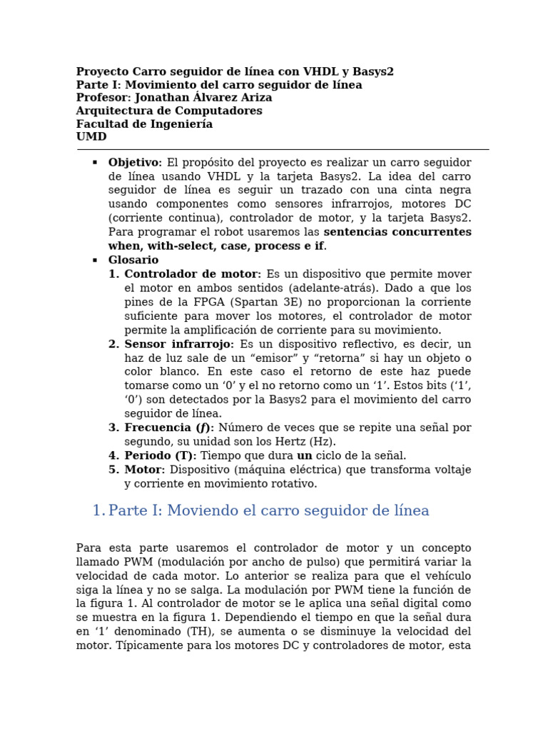 Carro Seguidor de Línea con VHDL | PDF | Vhdl | Electrónica
