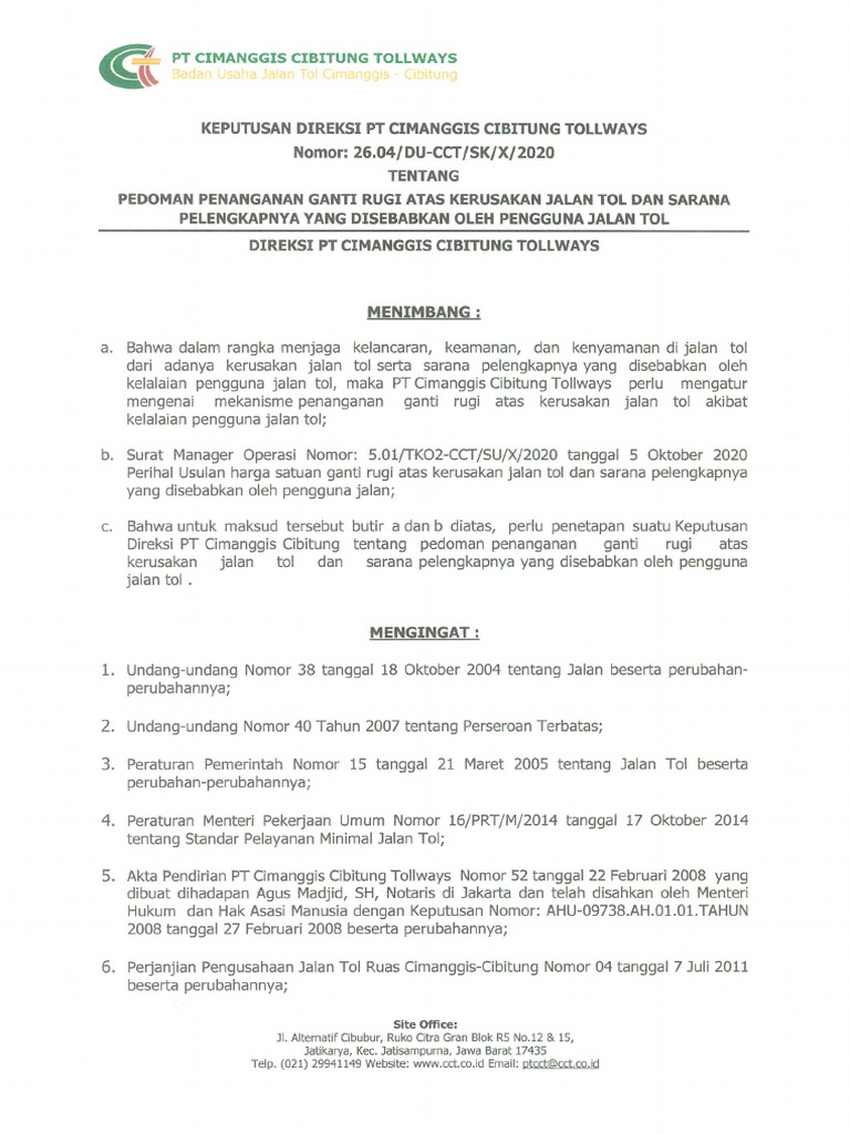 26.04 SK Ganti Rugi CCT | PDF