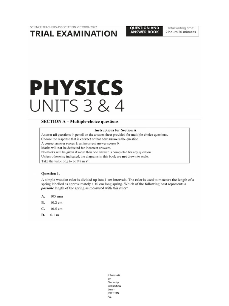 2022 STAV VCE Physics Exam Paper | PDF