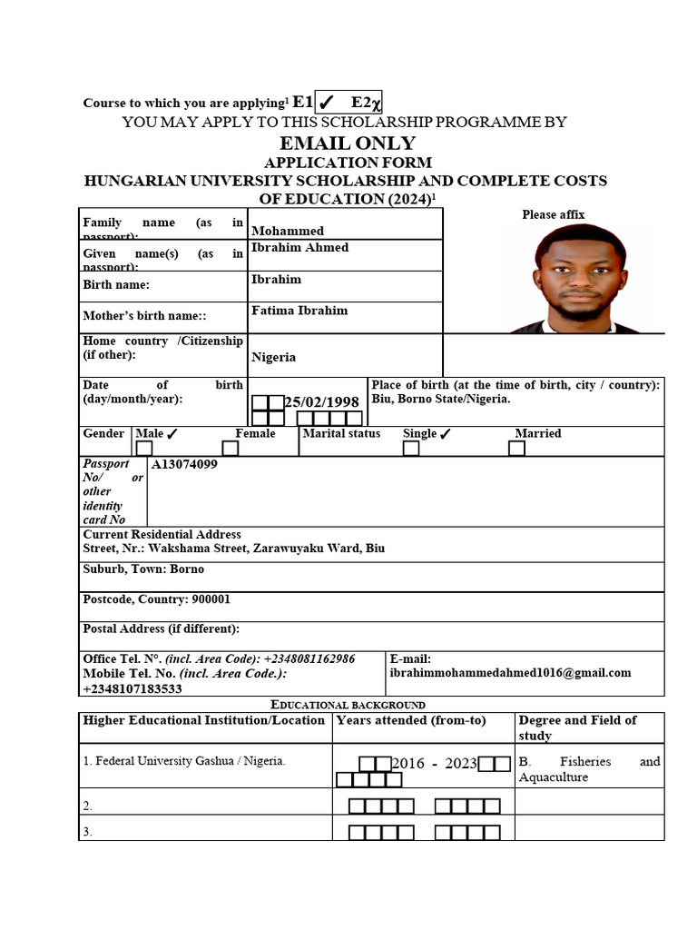 2025 Applicationform en 1 | PDF