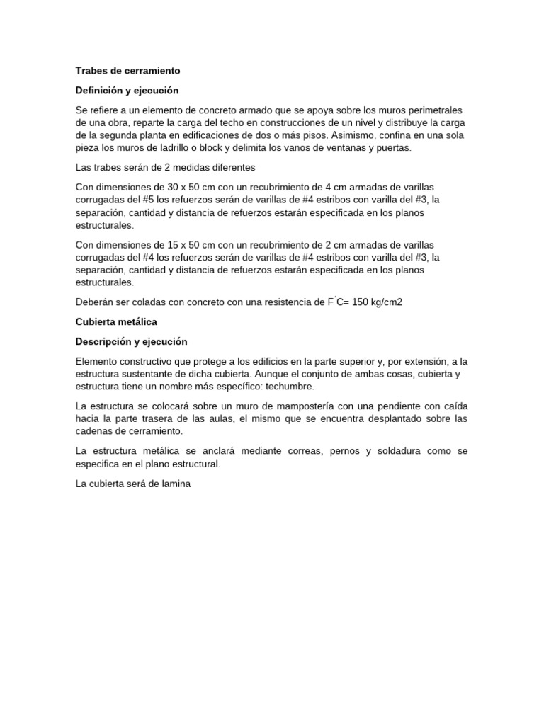 Trabes de Cerramiento | PDF