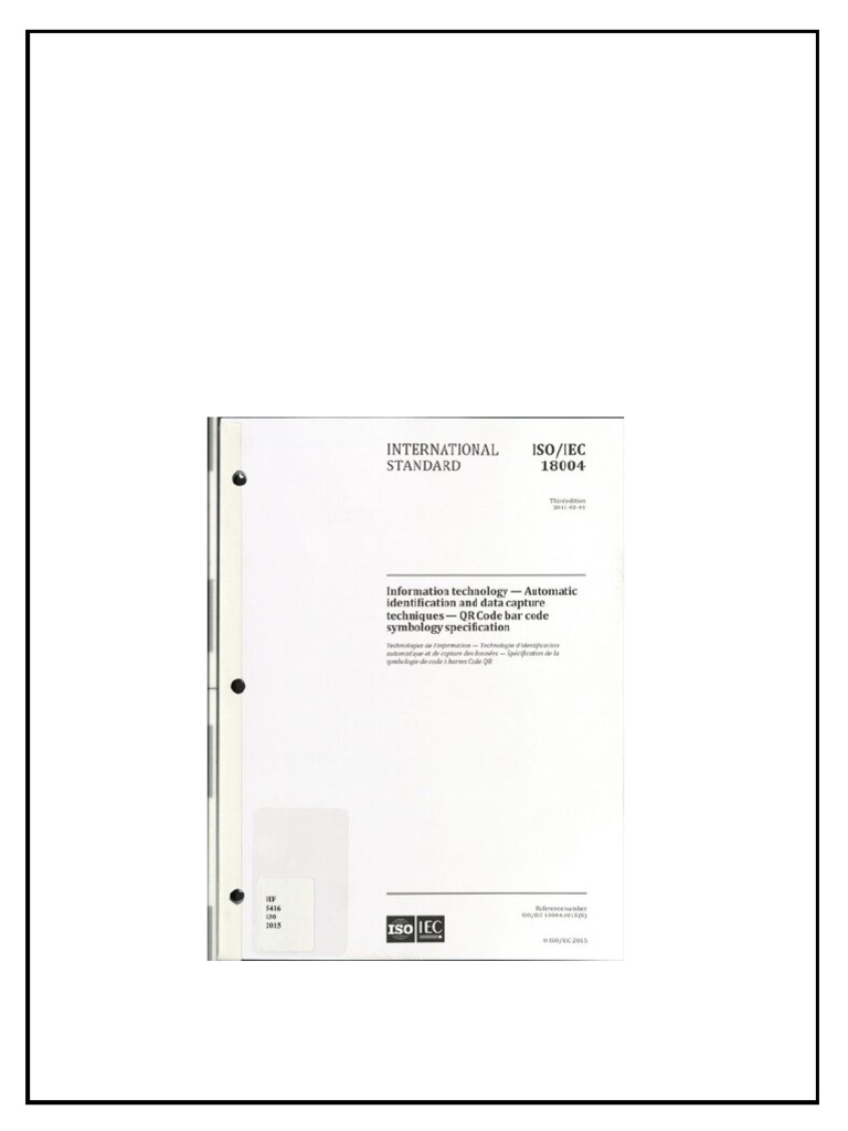 QR Code Bar Code Symbology Specification Isoiec 180042015 Third Isoiec ...