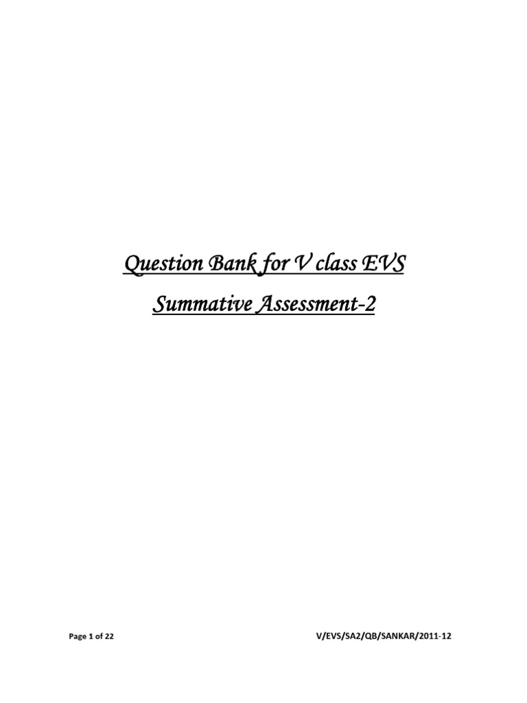 Class V Evs Question Bank | PDF | Gasoline | Diesel Fuel