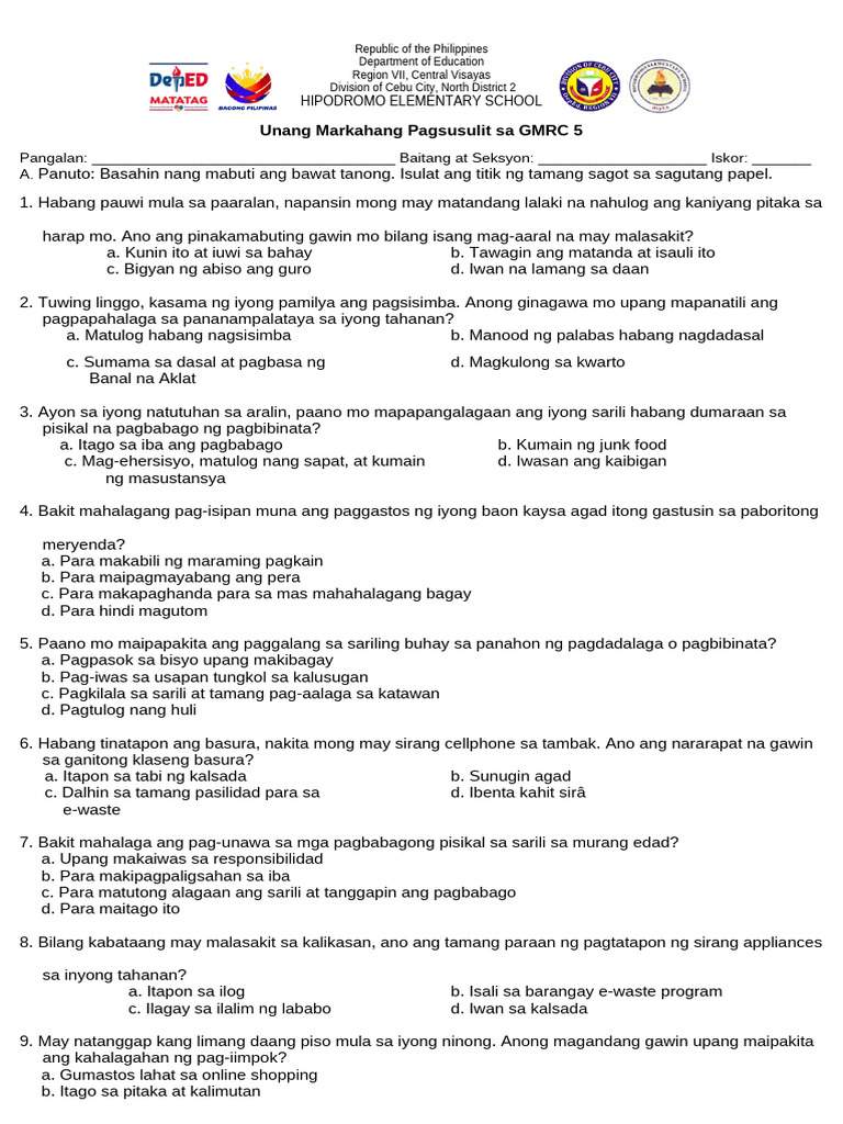 GMRC 1ST PT 2025-2026 | PDF