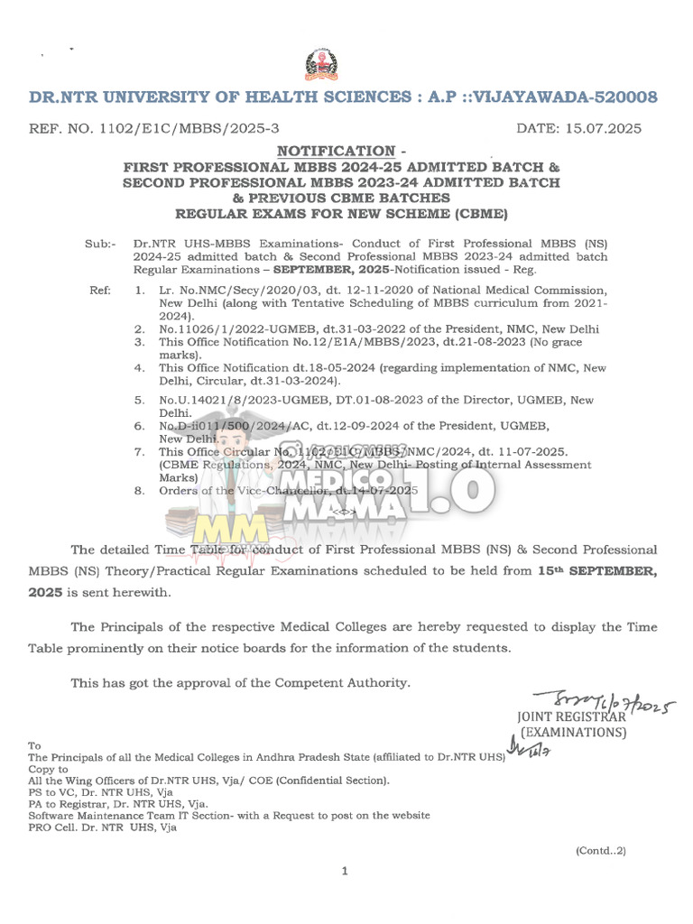 Ntruhs 2k23,24 Exam Schedule | PDF