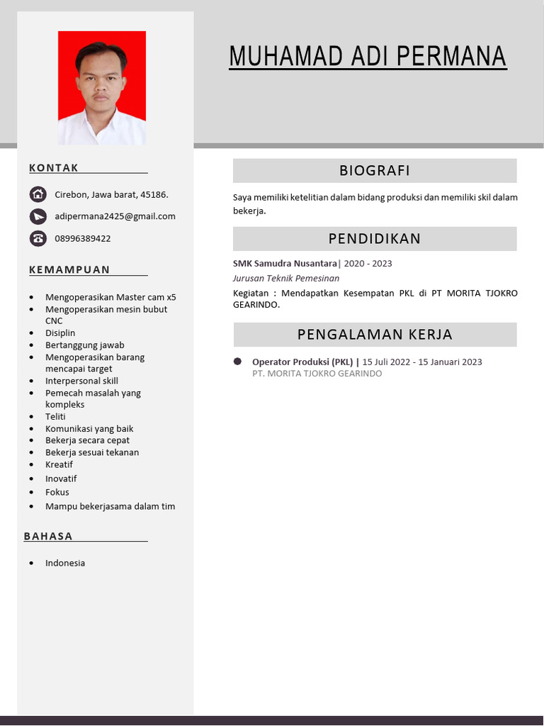 CV+Berkas Lamaran Kerja_Muhamad Adi Permana | PDF