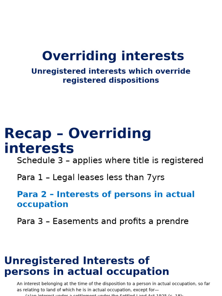 11 Overriding Interests SCH 3 para 2 2223 SV | PDF | Common Law ...