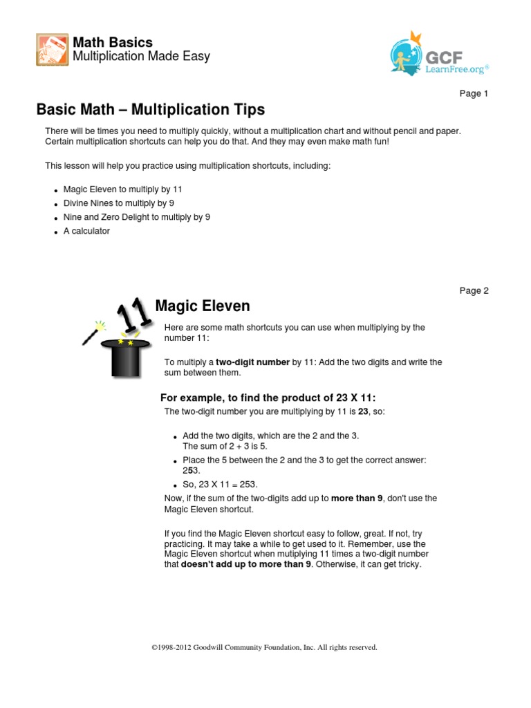 Math Basics | PDF | Multiplication | Teaching Mathematics