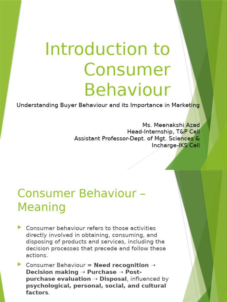 Introduction of Consumer Behaviour | PDF | Consumer Behaviour | Behavior