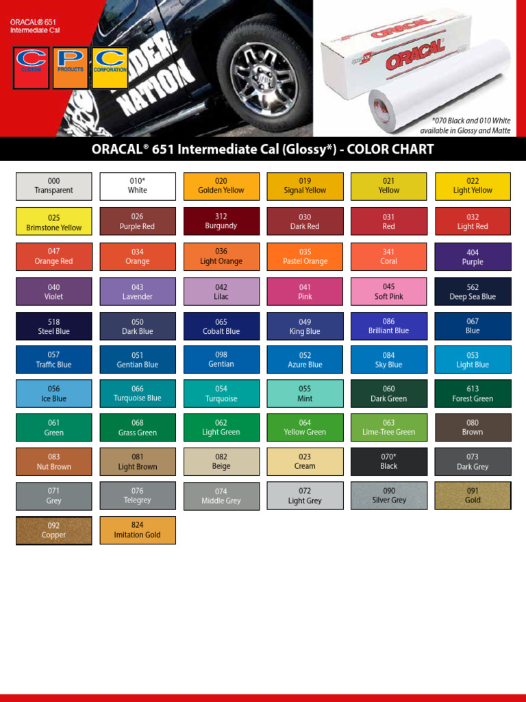 ORACAL 651 Color Chart Overview | PDF | Graphic Design | Color