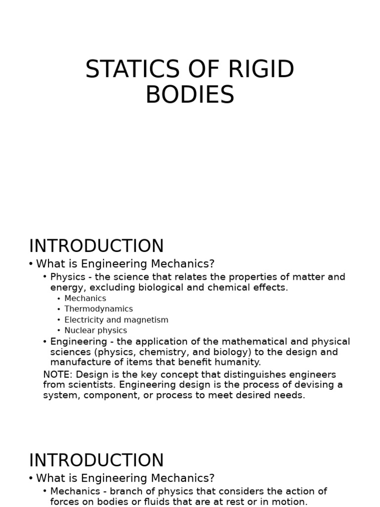 Statics of Rigid Bodies | PDF | Euclidean Vector | Mechanics