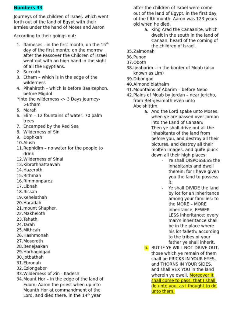 Numbers 33 and 34 Reviewer | PDF | Books Of The Hebrew Bible | Book Of ...