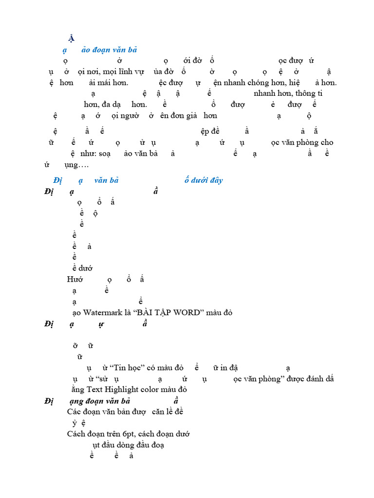 BÀI TẬP WORD | PDF