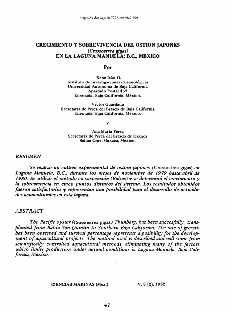 Cultivo del Ostión Japonés en B.C. | PDF | Ciencias de la Tierra