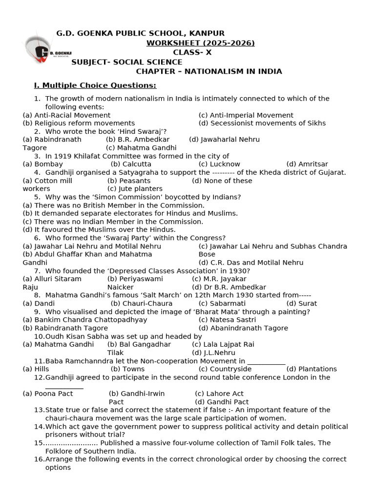 History - CH 2 Nationalism in India | PDF | Mahatma Gandhi | Indian ...