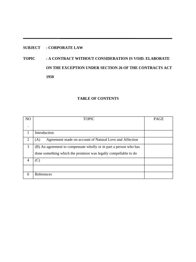 Contract Without Consideration - Act 1950 - Elaboration | PDF | Consideration | Indemnity
