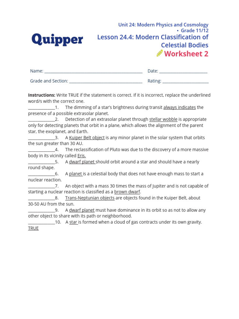 Physical Science SHS 24.4 Worksheet 2 | PDF