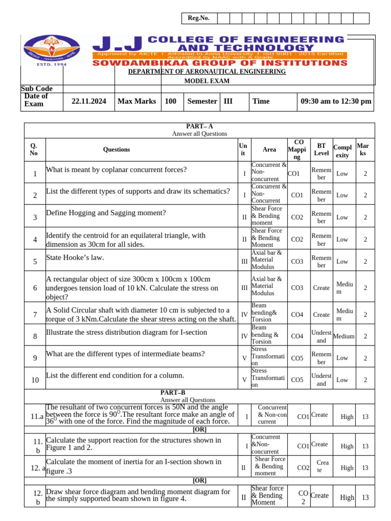 Solid Mechanics Exam Model Paper | PDF | Bending | Beam (Structure)