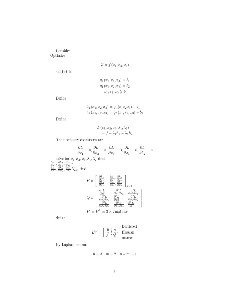 Bordered Hessian Matrix Optimization | PDF | Mathematics Of Computing ...