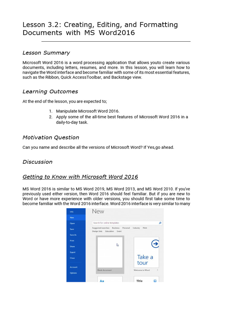 Editing and Formatting in Word 2016 | PDF | Microsoft Word | System ...