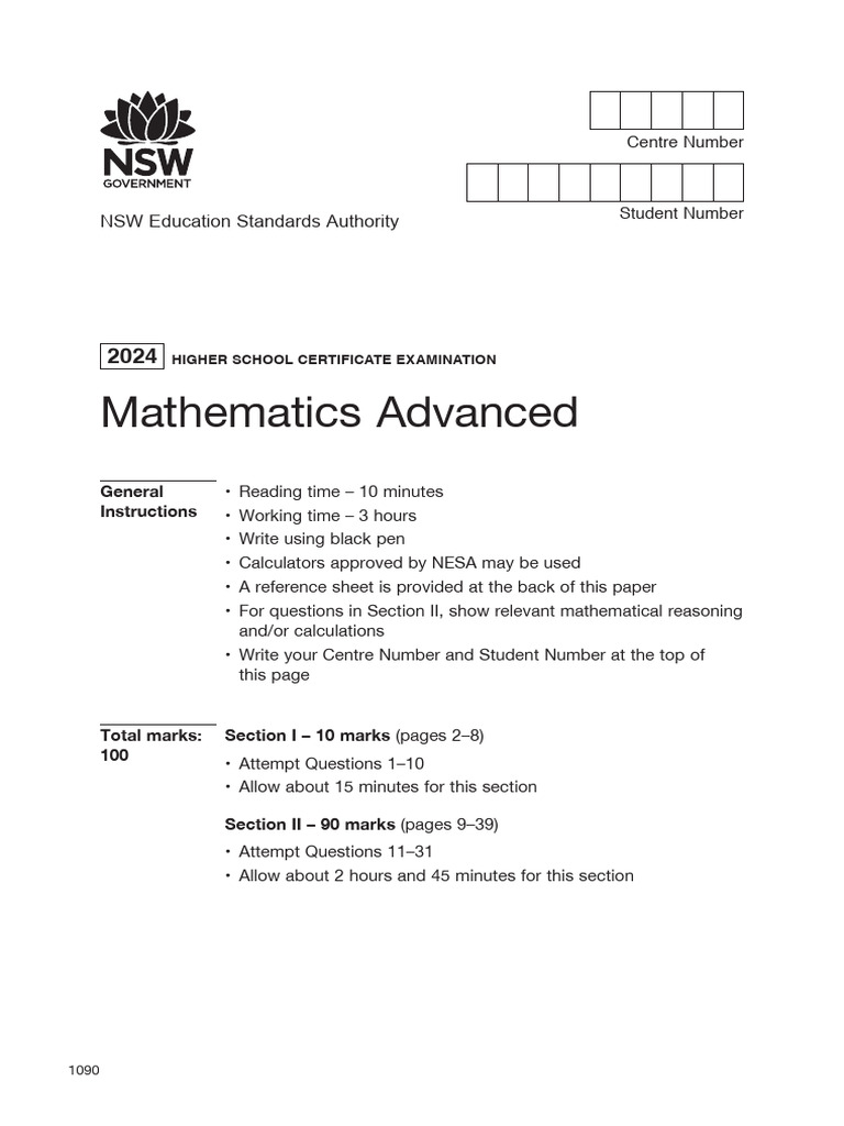 2024 HSC Mathematics Advanced | PDF