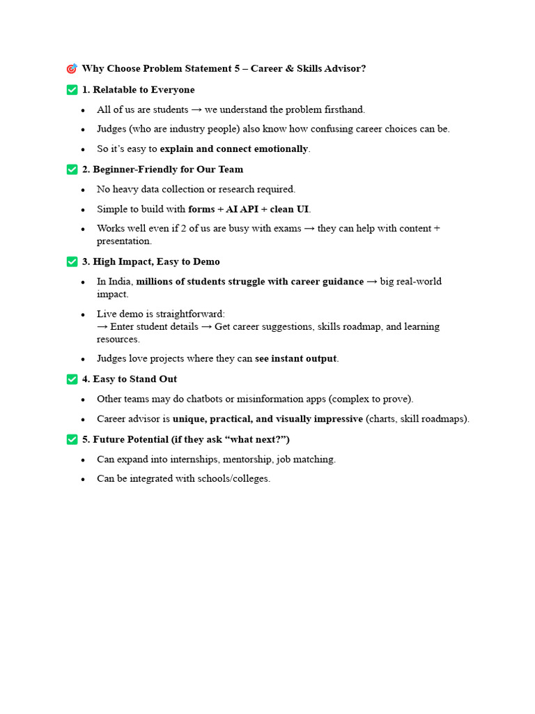 Why Choose Problem Statement 5 | PDF