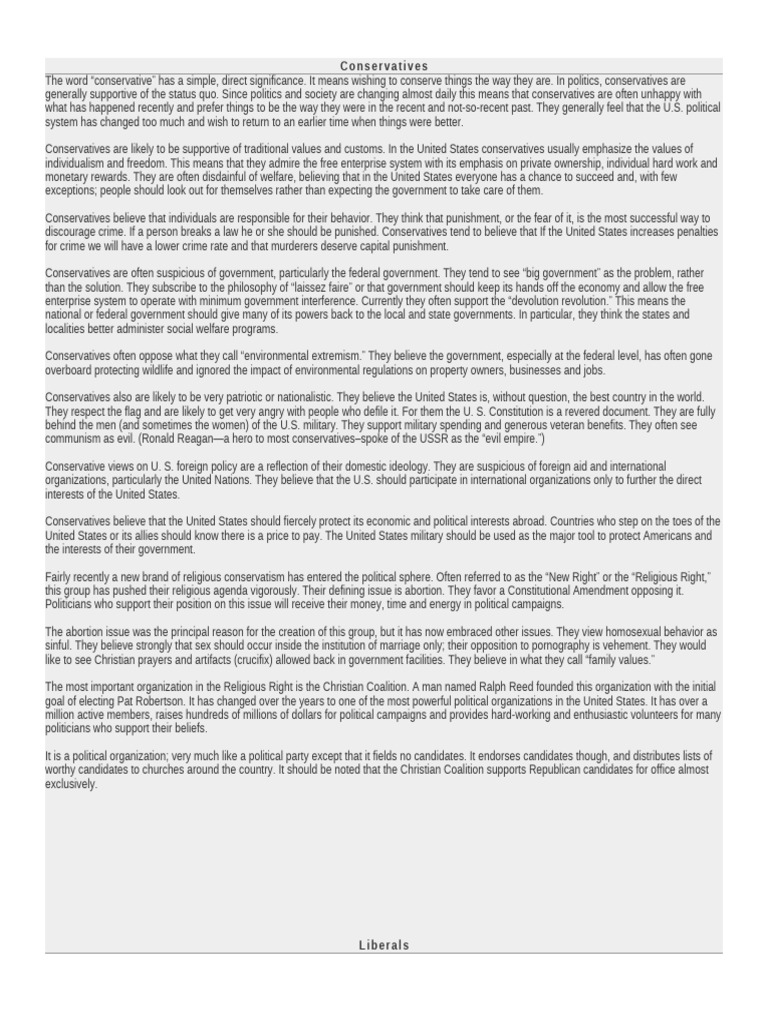 Conservative & Liberal | PDF | Liberalism | Conservatism