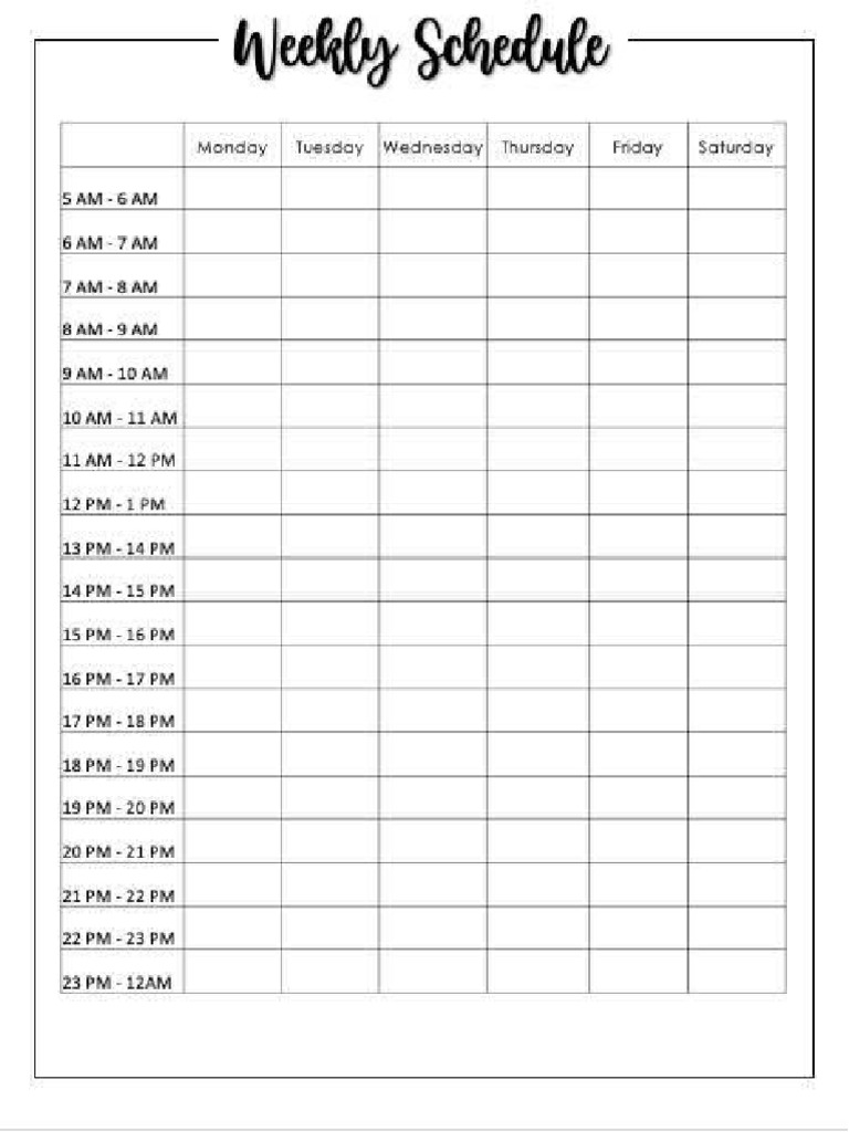 Weekly Schedule Template | PDF