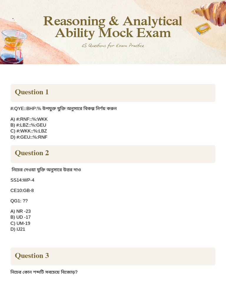 Reasoning & Analytical Ability Mock Exam - 20250802 - 001921 - 0000 | PDF