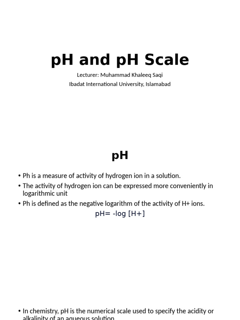 Lec 3 Basic Biochemistry PH and PH Scale | PDF | Ph | Buffer Solution