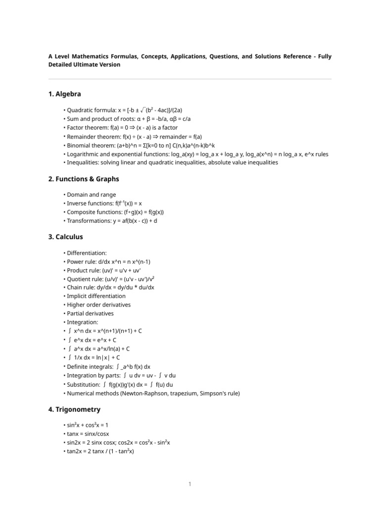 A Level Maths Reference2 | PDF | Exponential Function | Function (Mathematics)