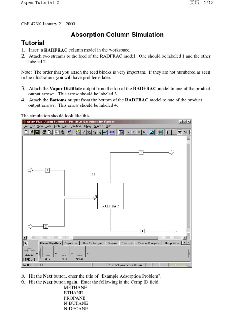 Aspen Plus Tutorial 2 Absorption Column Simulation | PDF | Physical ...
