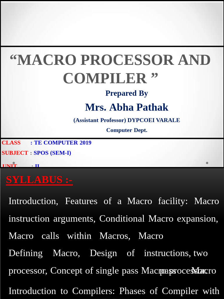Spos Unit 2 Macros Te Comp Div C | PDF | Macro (Computer Science) | Compiler