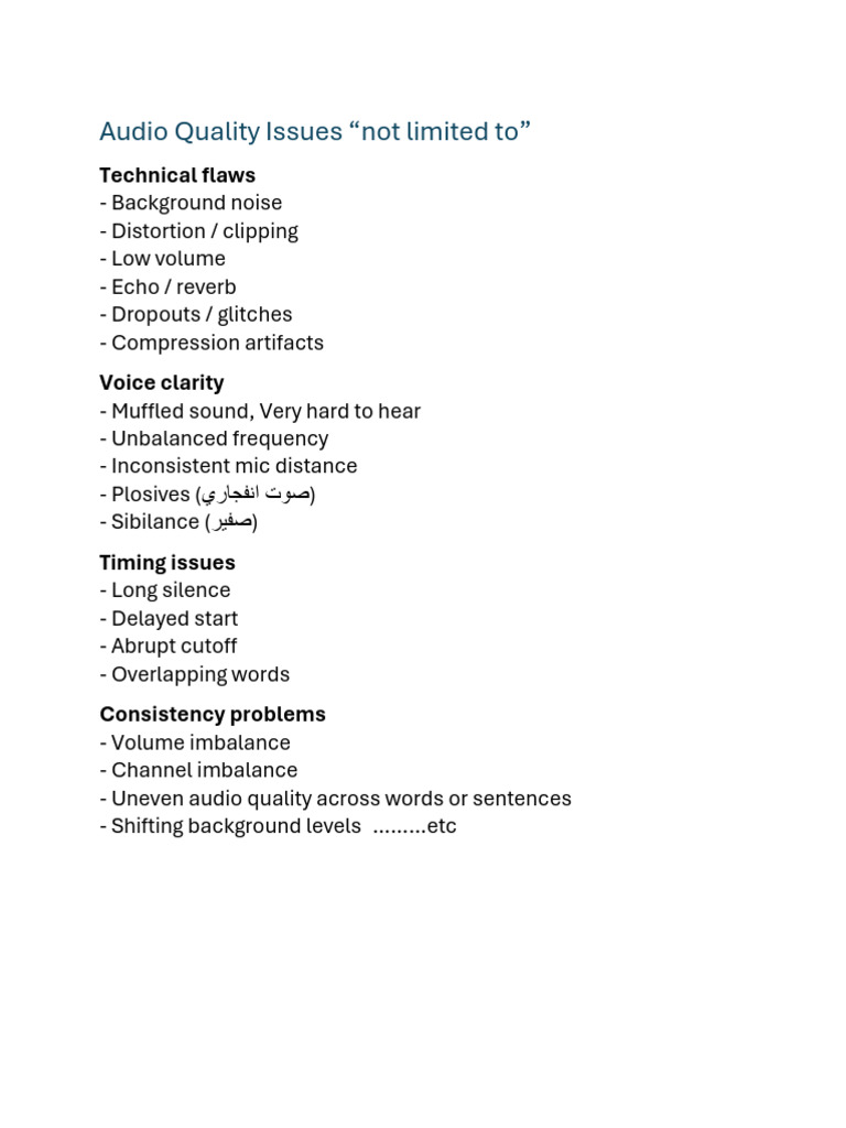 Common Audio Quality Issues Explained | PDF