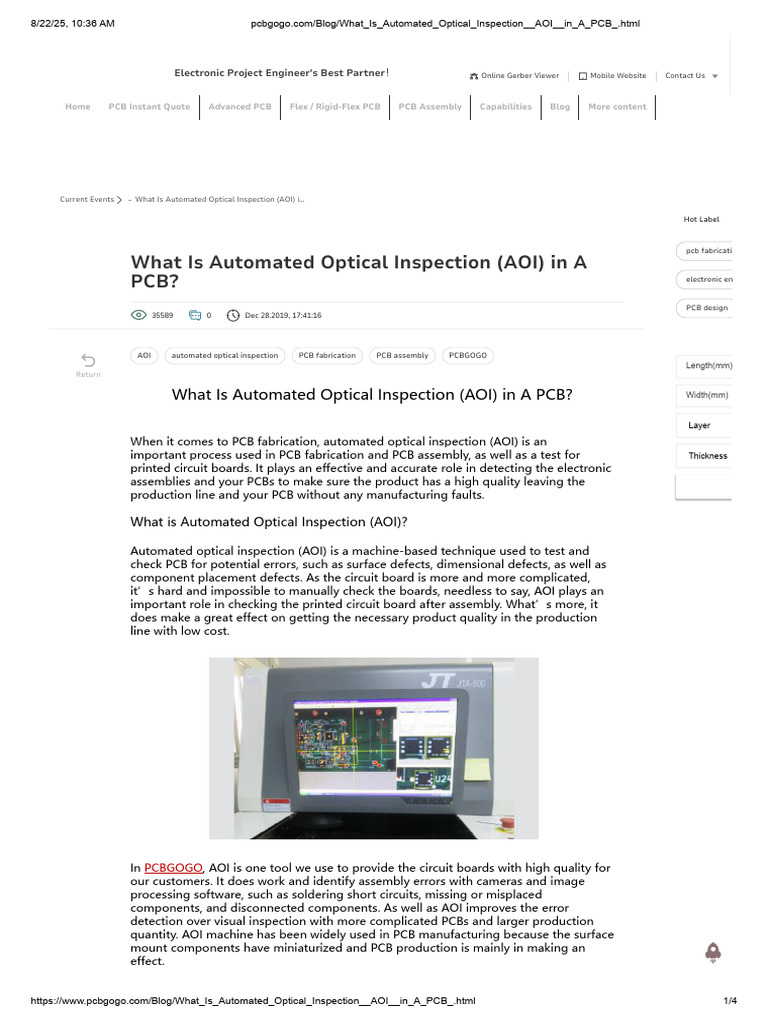 Blog What Is Automated Optical Inspection AOI in A PCB .HTML | PDF ...