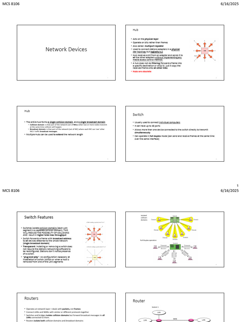 Lecture 5 Network Devices | PDF | Computer Network | Network Switch