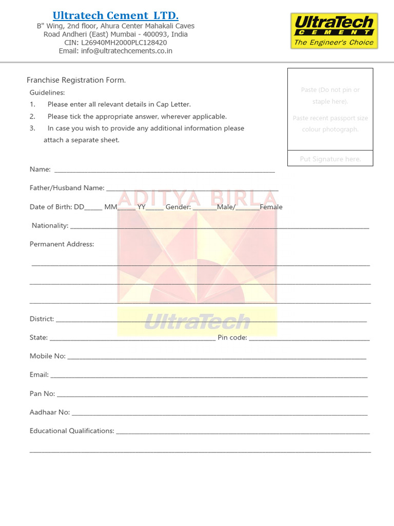 Ultratech Cement Registration Form ! | PDF | Authentication | Access ...