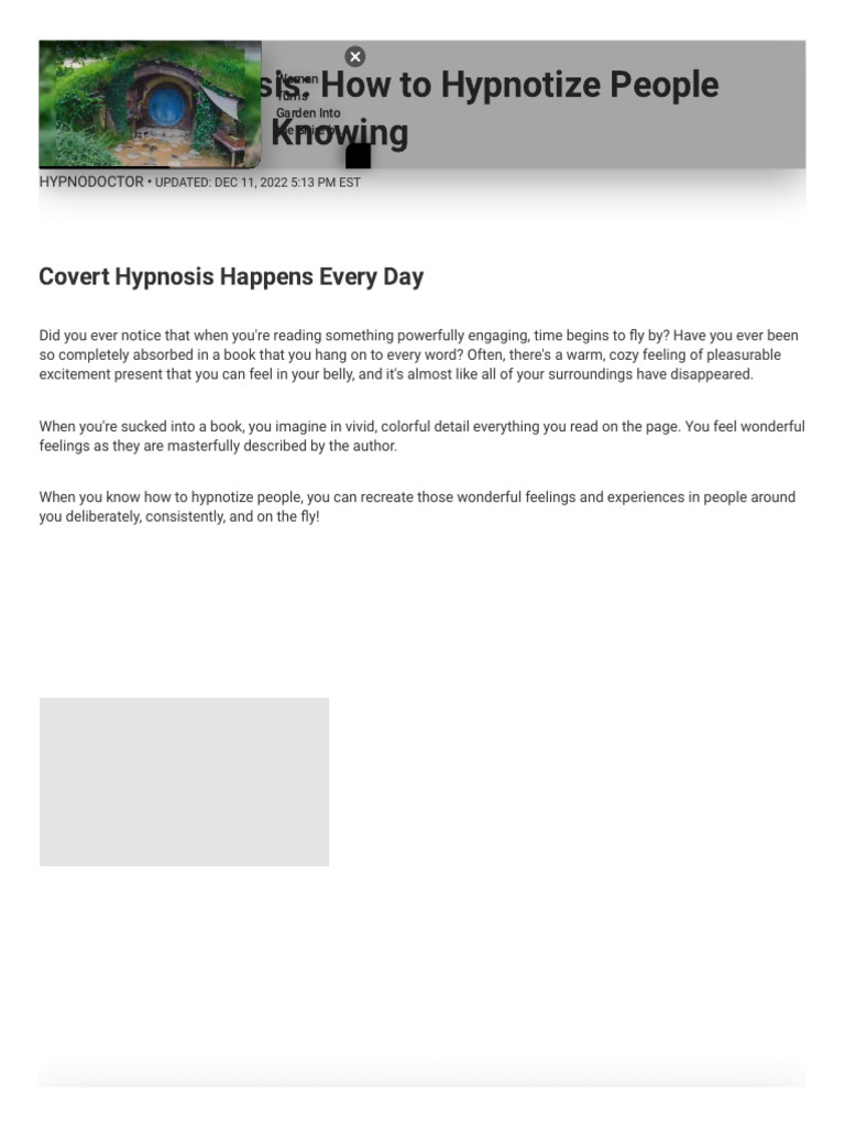 Covert Hypnosis - How To Hypnotize People Without Them Knowing ...