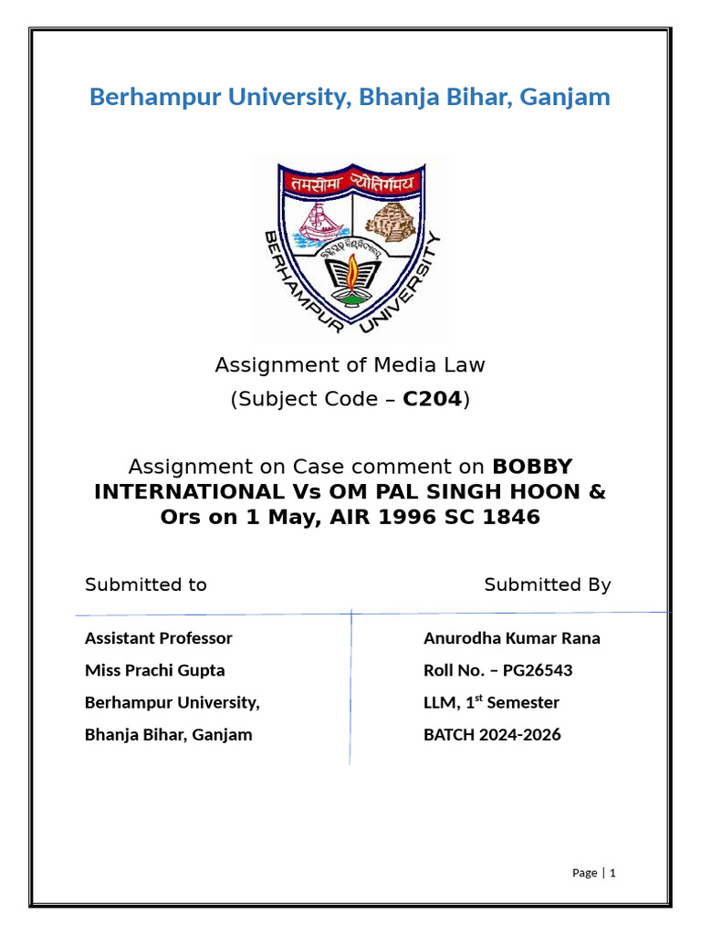 204 Assignment Bobby Art International Vs Om Pal Singh | PDF ...