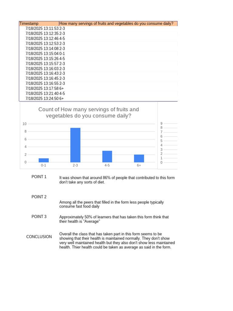 Healthy Eating & Exercise Habits Questionnaire (Responses) (1) | PDF ...