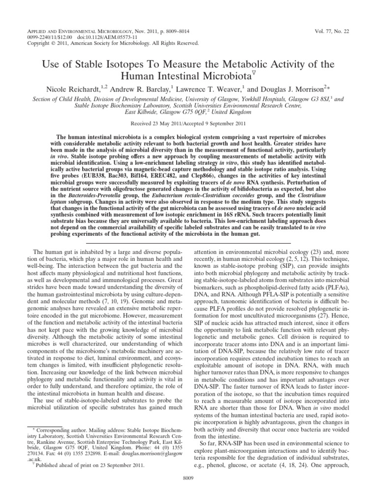 Ref E - Use of Stable Isotopes To Measure The Metabolic Activity of The ...