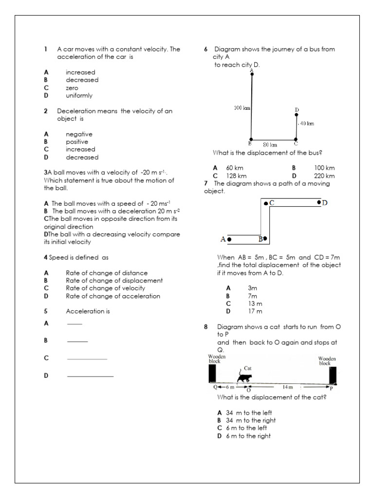 Tutorial Chapter 2 2023 f4 | PDF | Acceleration | Velocity