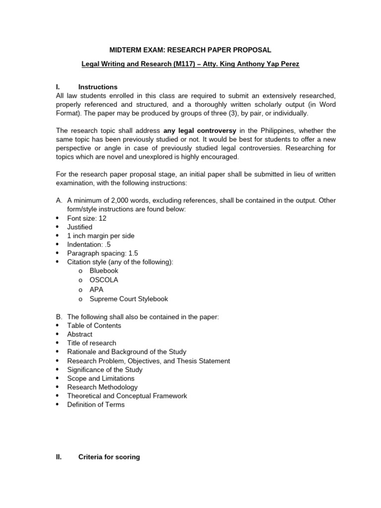 Midterm Exam Research Paper Proposal 2025 | PDF