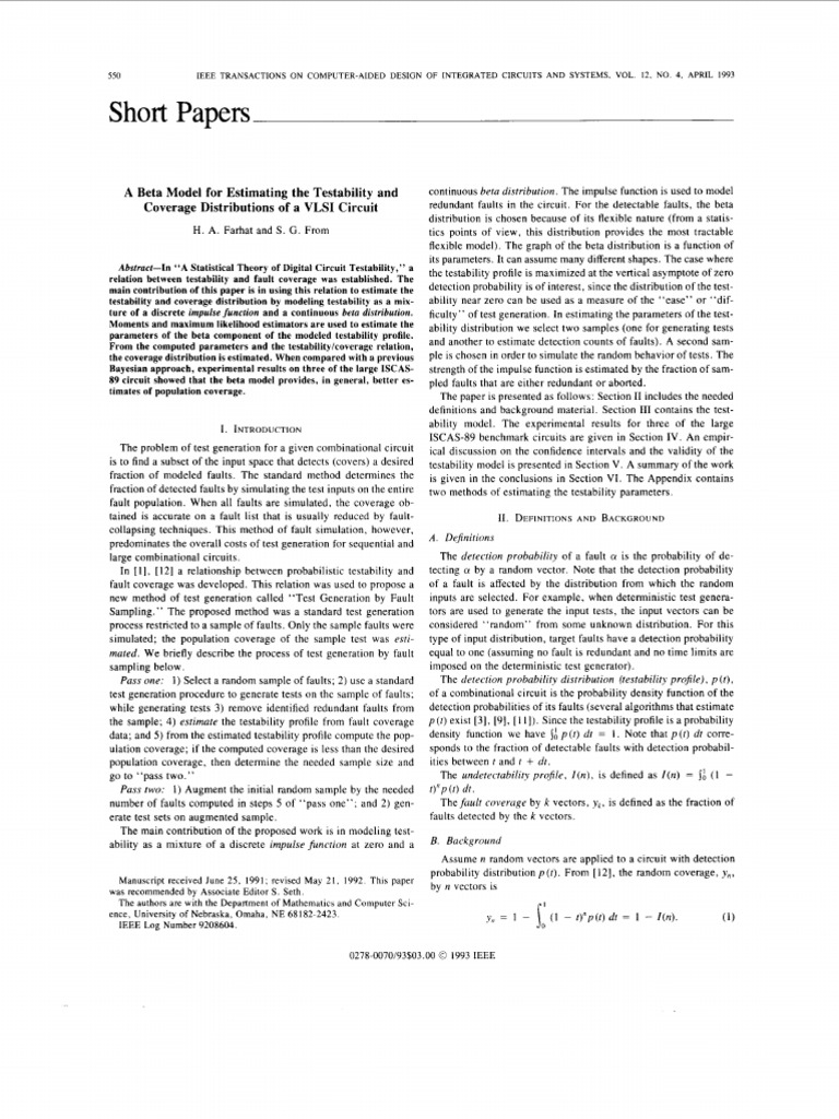 VLSI Circuit Testability Estimation Model | PDF | Estimation Theory ...