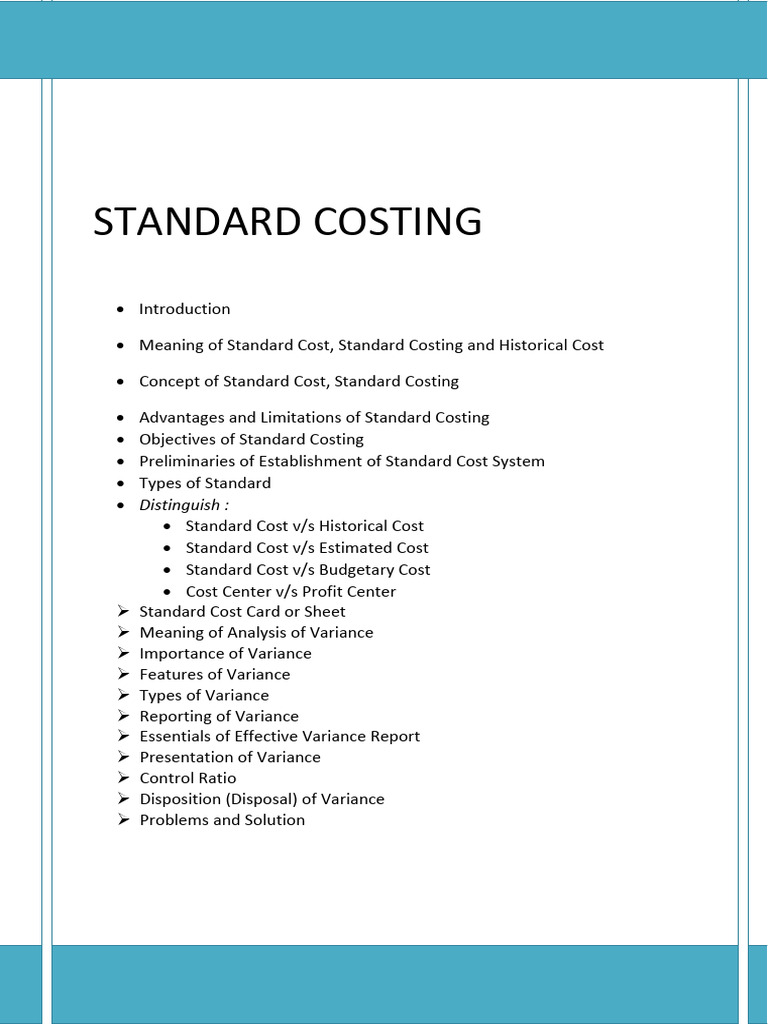 Understanding Standard Costing Concepts | PDF | Cost | Cost Accounting