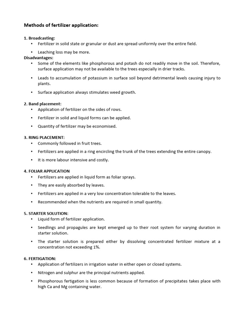 Fertilizer Application Methods Explained | PDF | Fertilizer | Plant ...