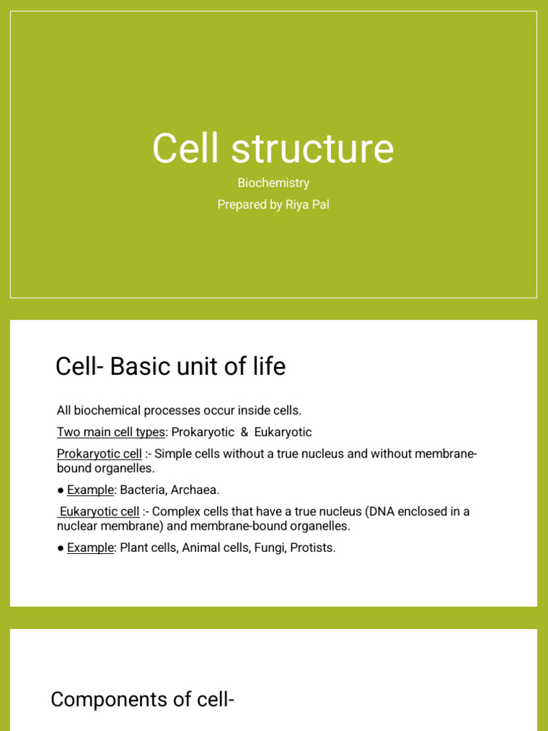 Cell Structure Biochemistry | PDF