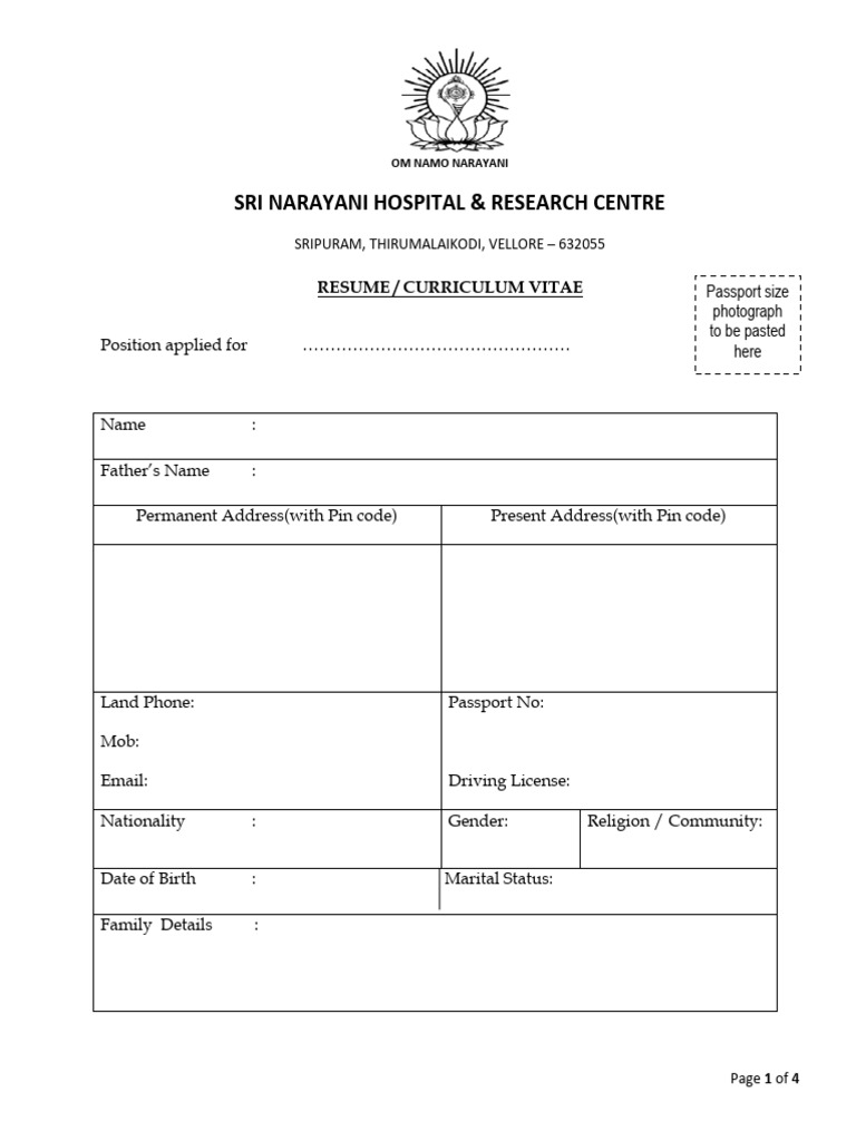 SNHRC Resume Submission Form | PDF