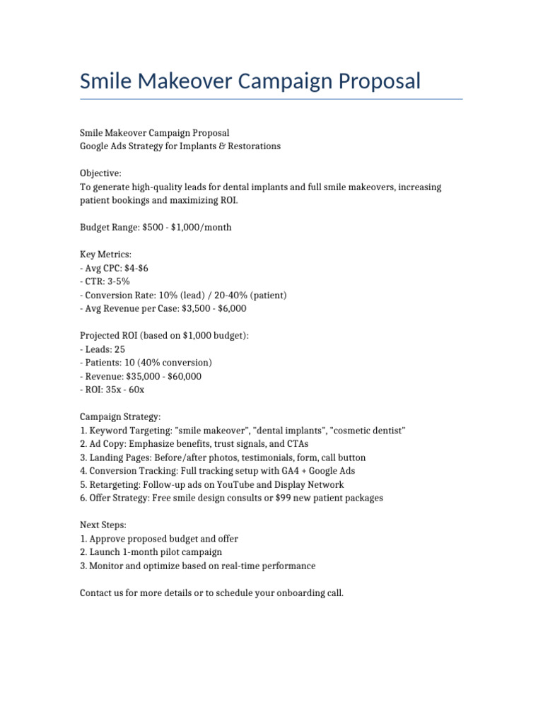 Smile Makeover Proposal | PDF